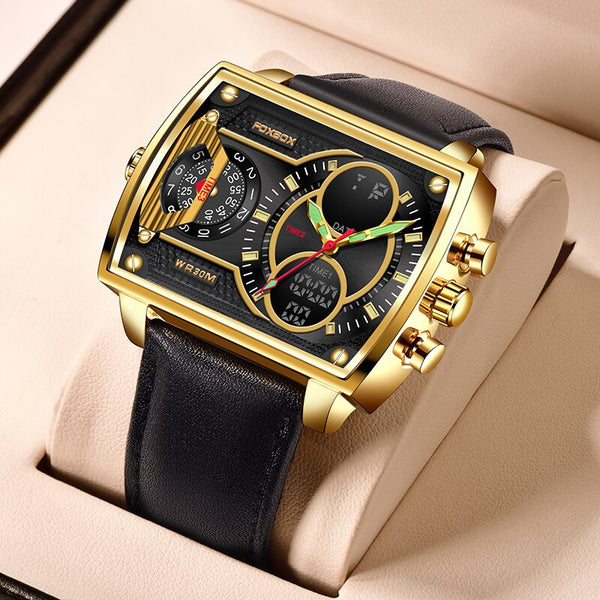 Men's Fashion Square Shape Dual Digital Display Waterproof Watch ...