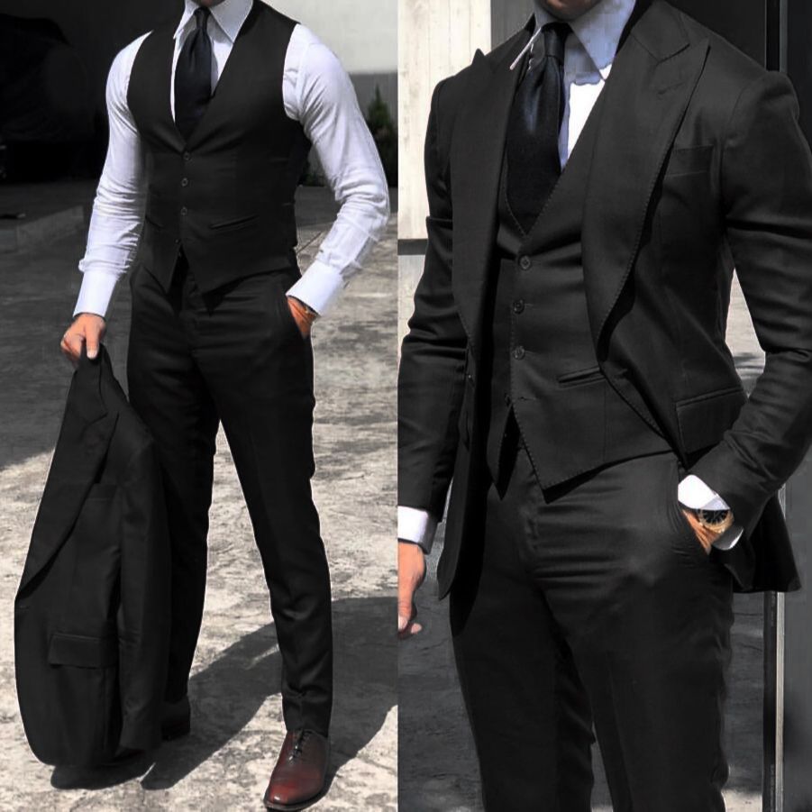 Men's Formal Casual Skinny Tuxedo Wedding Jacket pants vest Suits ...
