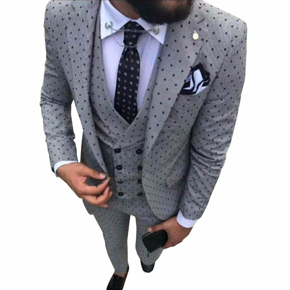 Men's Business Formal Tuxedo Slim Fit Blazer Vest Pants Three-Piece Su ...