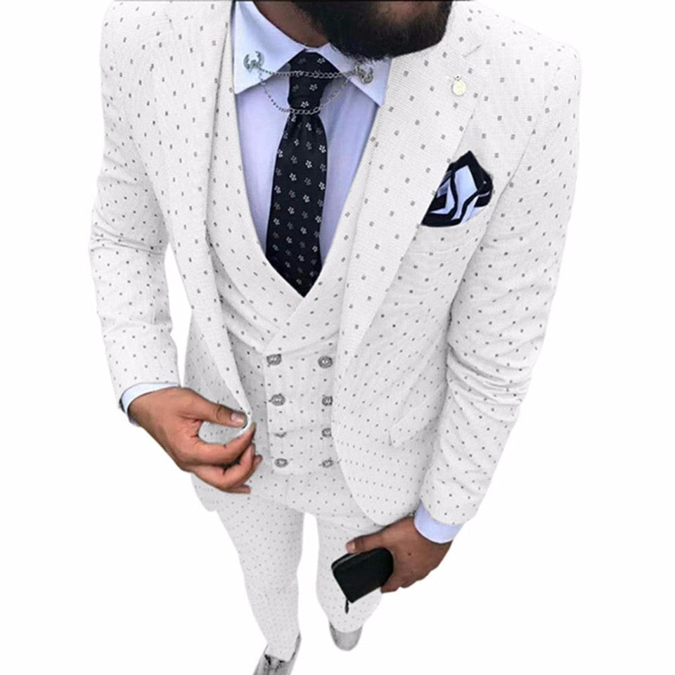 Men's Business Formal Tuxedo Slim Fit Blazer Vest Pants Three-Piece Su ...