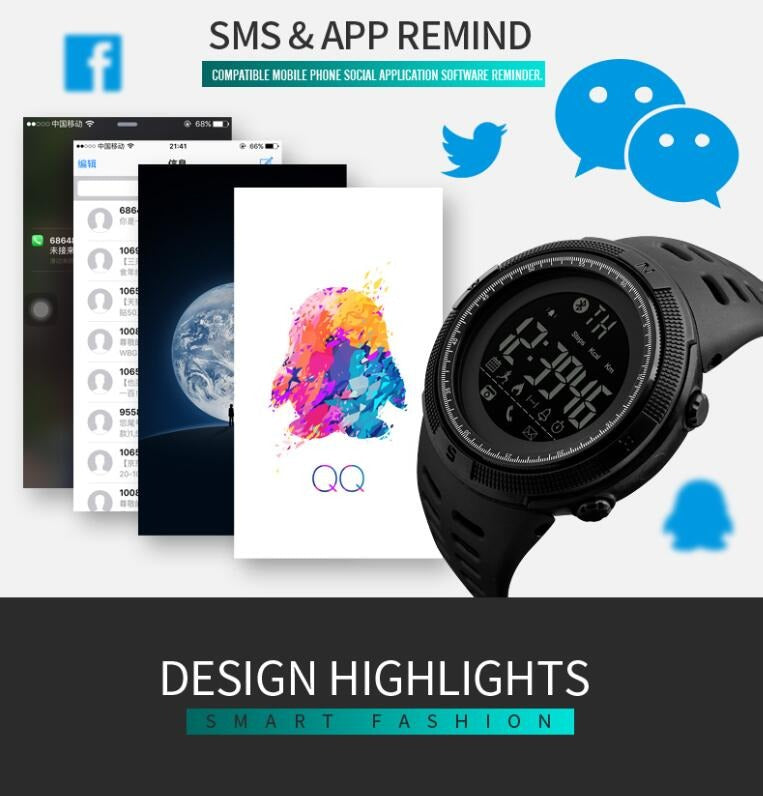 Bluetooth Digital Smart Watch for Apple IOS & Android with 50m Waterpr ...