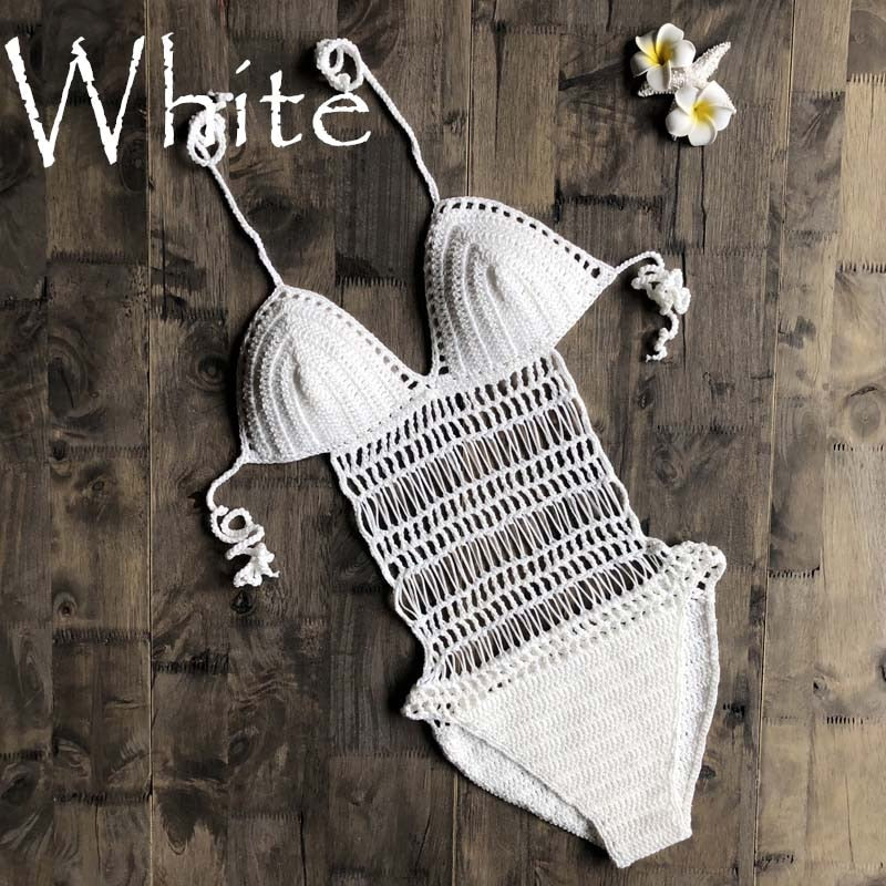 Women's Crochet Knitted Backless Sexy Monokini Jumpsuit Swimwear ...