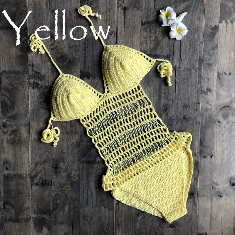 Women's Crochet Knitted Backless Sexy Monokini Jumpsuit Swimwear ...