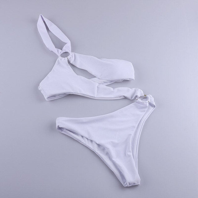 Women's Solid Hollow Out Backless Thong One Piece Micro Bikini Swimsui ...