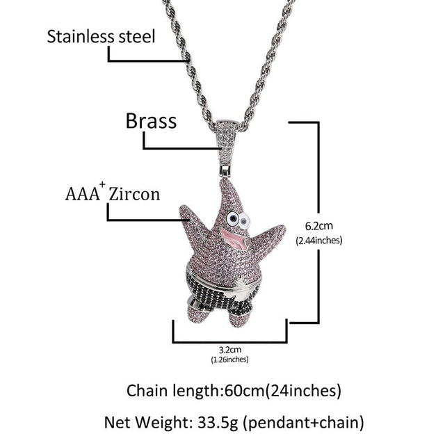 Men's Hip Hop Cartoon Patrick Star Ghost Demon Dragon Pendant Necklace ...