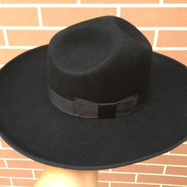 Israel Jewish Kosher Rabbi Wool Fedora Black Hat with Wide Brim ...