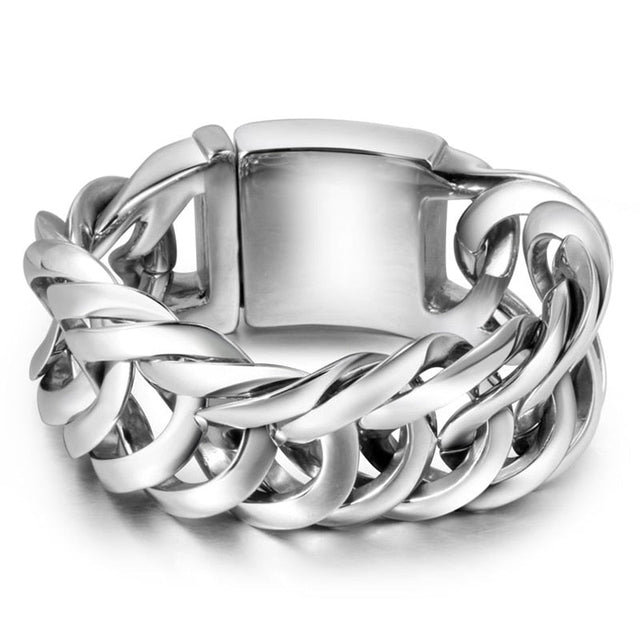 Massive Men's 33mm Stainless Steel Metal Curb Chain Bangle Bracelet ...