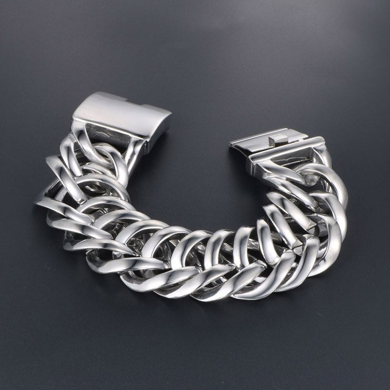 Massive Men's 33mm Stainless Steel Metal Curb Chain Bangle Bracelet ...