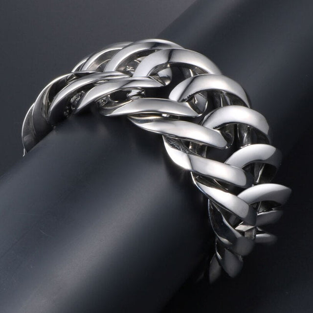 Massive Men's 33mm Stainless Steel Metal Curb Chain Bangle Bracelet ...