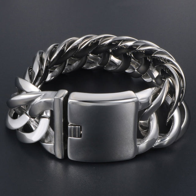 Massive Men's 33mm Stainless Steel Metal Curb Chain Bangle Bracelet ...