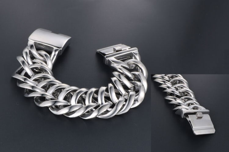 Massive Men's 33mm Stainless Steel Metal Curb Chain Bangle Bracelet ...