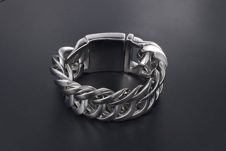 Massive Men's 33mm Stainless Steel Metal Curb Chain Bangle Bracelet ...
