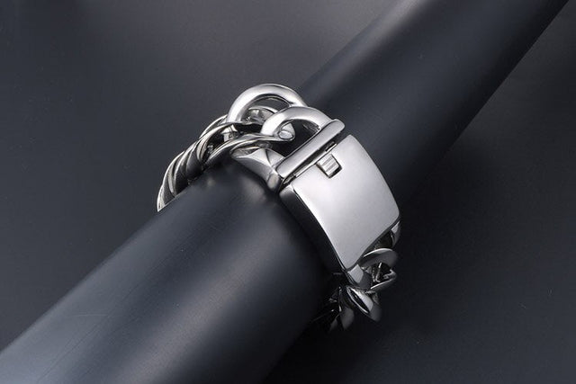 Massive Men's 33mm Stainless Steel Metal Curb Chain Bangle Bracelet ...