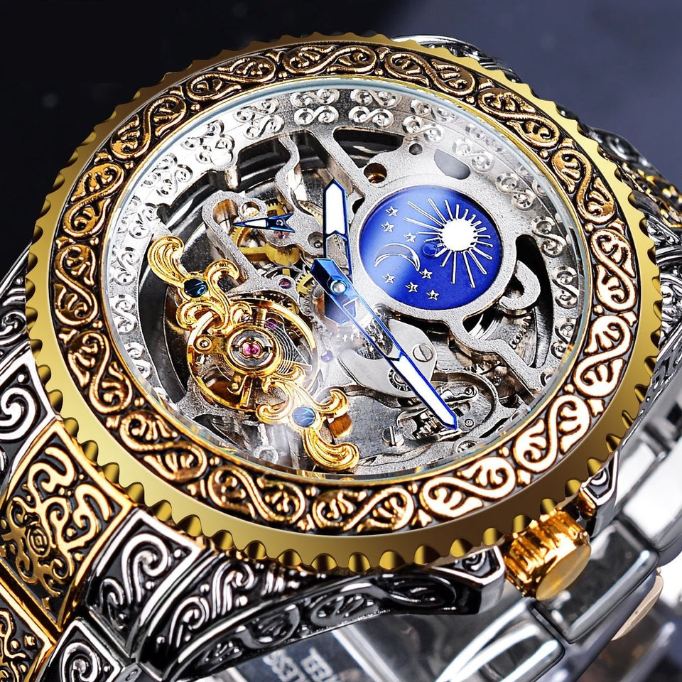Men's Automatic Tourbillon Mechanical Casual Waterproof Skeleton Watch ...