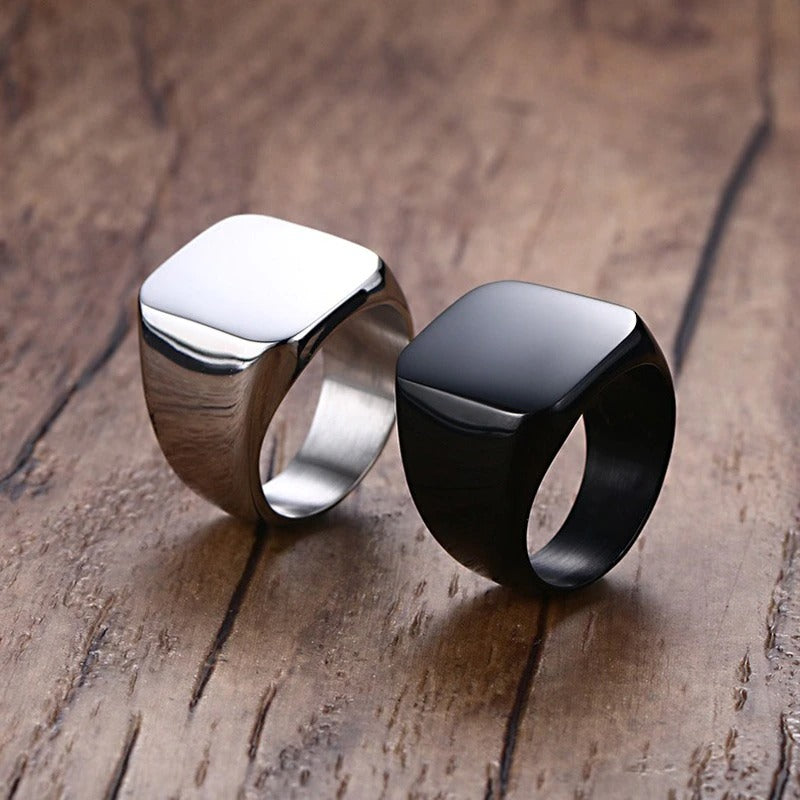 Men's Black Punk Stainless Steel Individuality Ring in Cool Rock Style ...