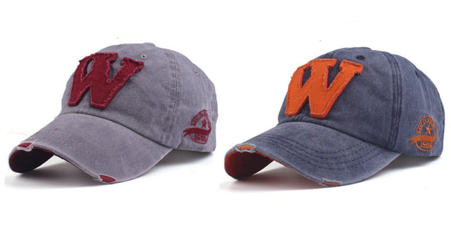 Men's Embroidery Letter W Cotton Snapback Fitted Baseball Caps ...