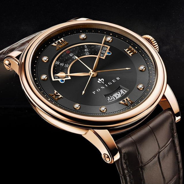 Men's Fashion Business Semi Circle Second Dial Automatic Self-Wind Wat ...