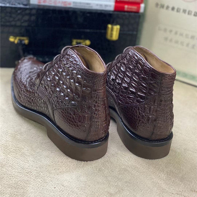 Men's Handmade Authentic Crocodile Skin Pointed Toe Martin Boots ...