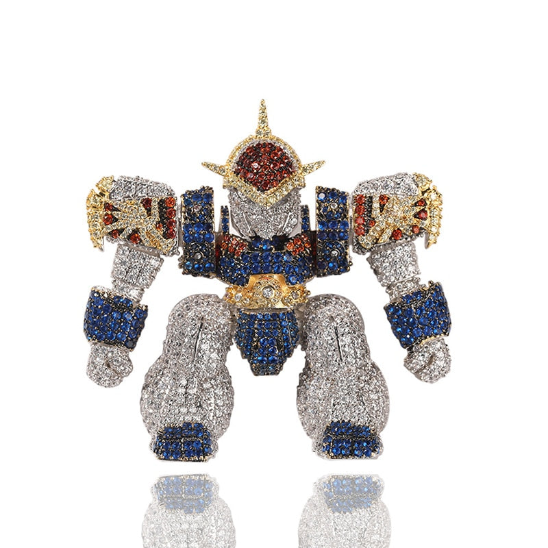 Men's Hip Hop Rapper Style Cartoon Mech Warrior Pendant Party Necklace ...