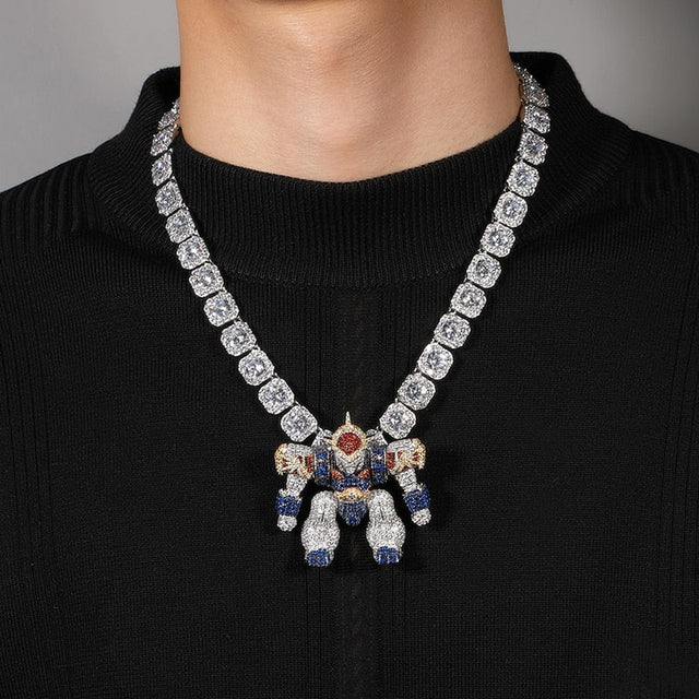 Men's Hip Hop Rapper Style Cartoon Mech Warrior Pendant Party Necklace ...