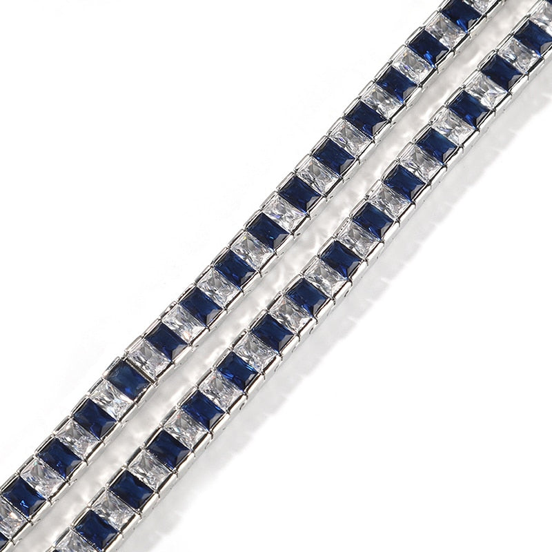Men's Square CZ Stone Paved Bling Iced Out Tennis Link Chain Bracelet ...