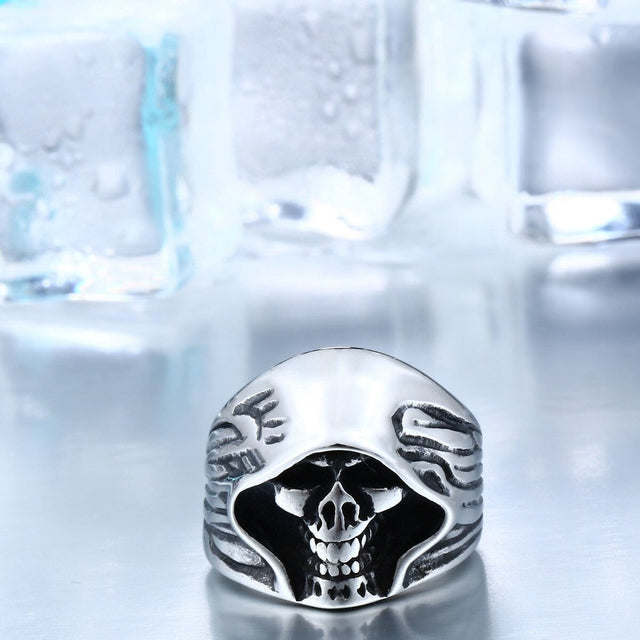 Men's Never Fade High Quality Punk Biker Ring with Cool Hell Death Sku ...