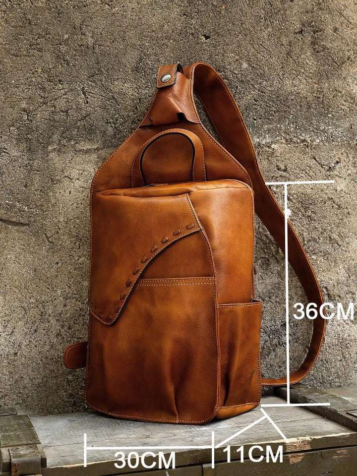 Men's Retro Fashioned Military Style Brown Cow Leather Shoulder Bags ...