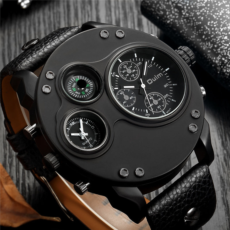 Men's Sports Multiple Time Zones Quartz Military Masculino Wrist Watch ...