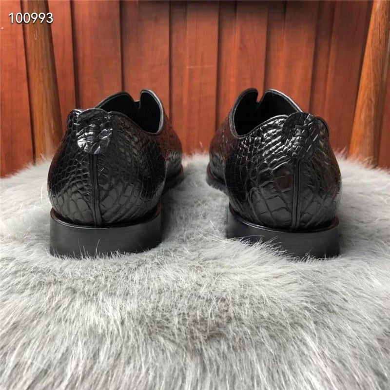 Men's Traditional Tang Suit Style Authentic Crocodile Skin Slip-on Loa ...