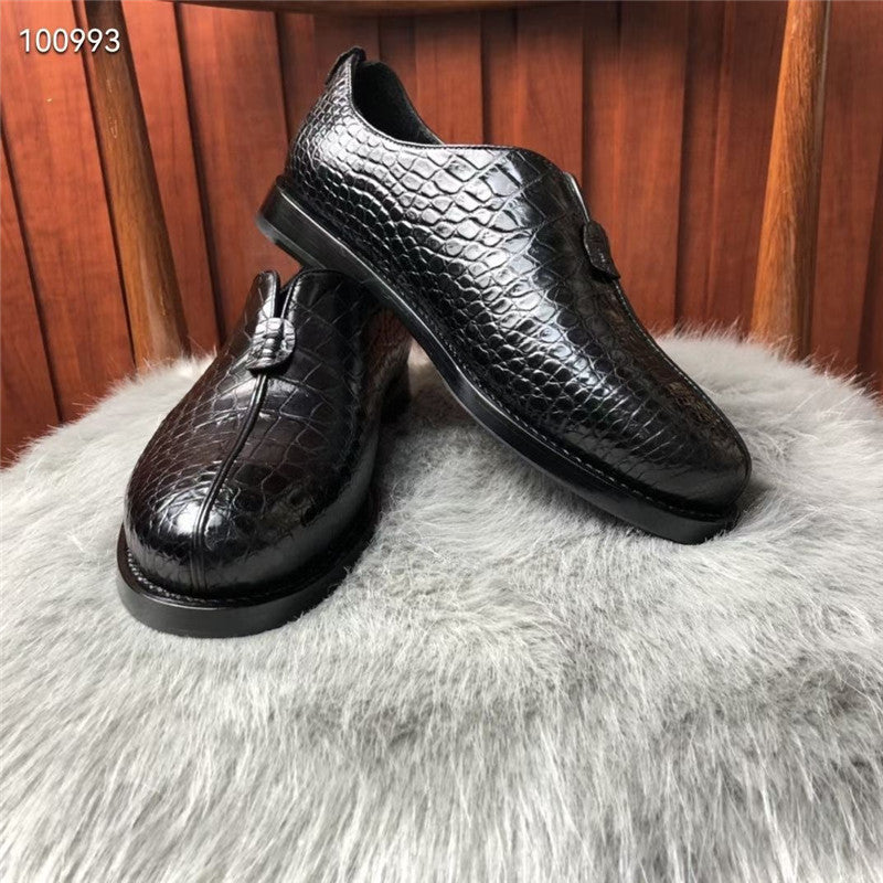 Men's Traditional Tang Suit Style Authentic Crocodile Skin Slip-on Loa ...