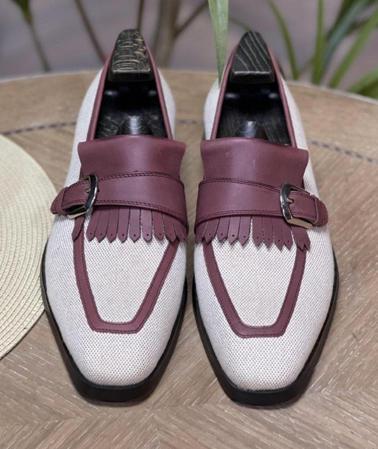 Men's Vintage British Business Style Patchwork Buckle Slip-On Loafers ...