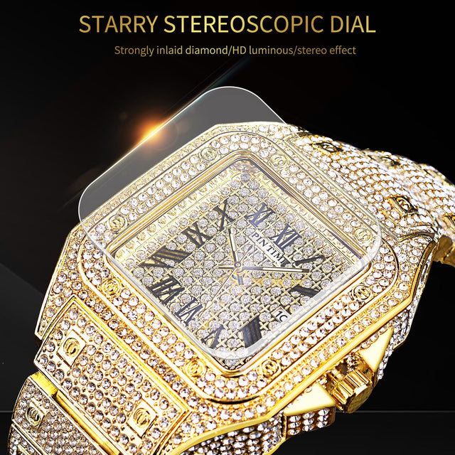 Men's Waterproof Luminous Push Button Hidden Clasp Quartz Wristwatch ...