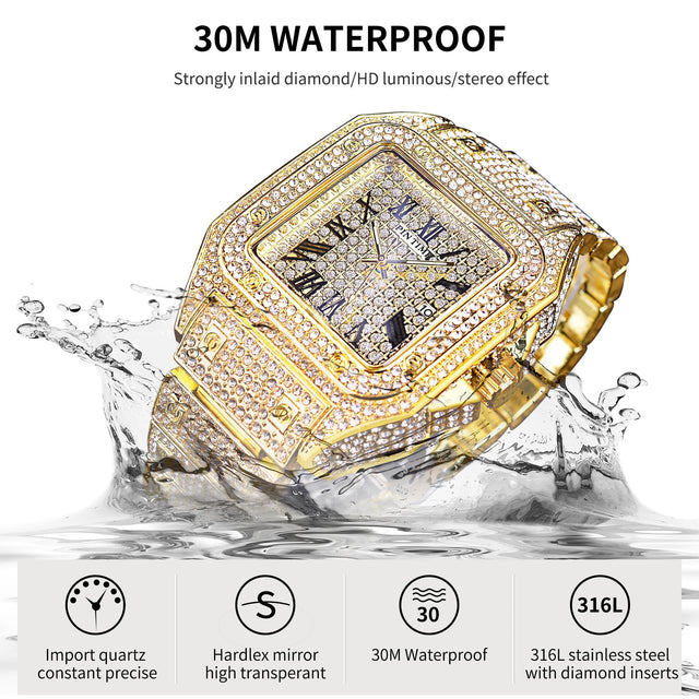 Men's Waterproof Luminous Push Button Hidden Clasp Quartz Wristwatch ...