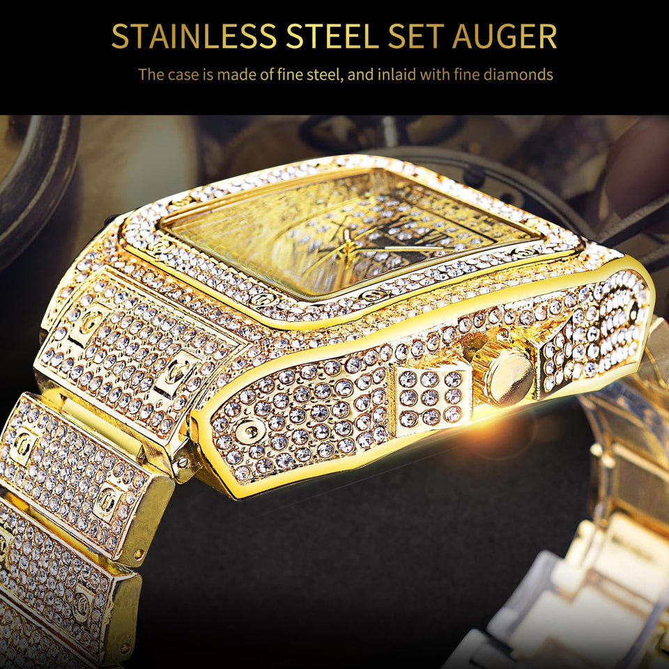 Men's Waterproof Luminous Push Button Hidden Clasp Quartz Wristwatch ...