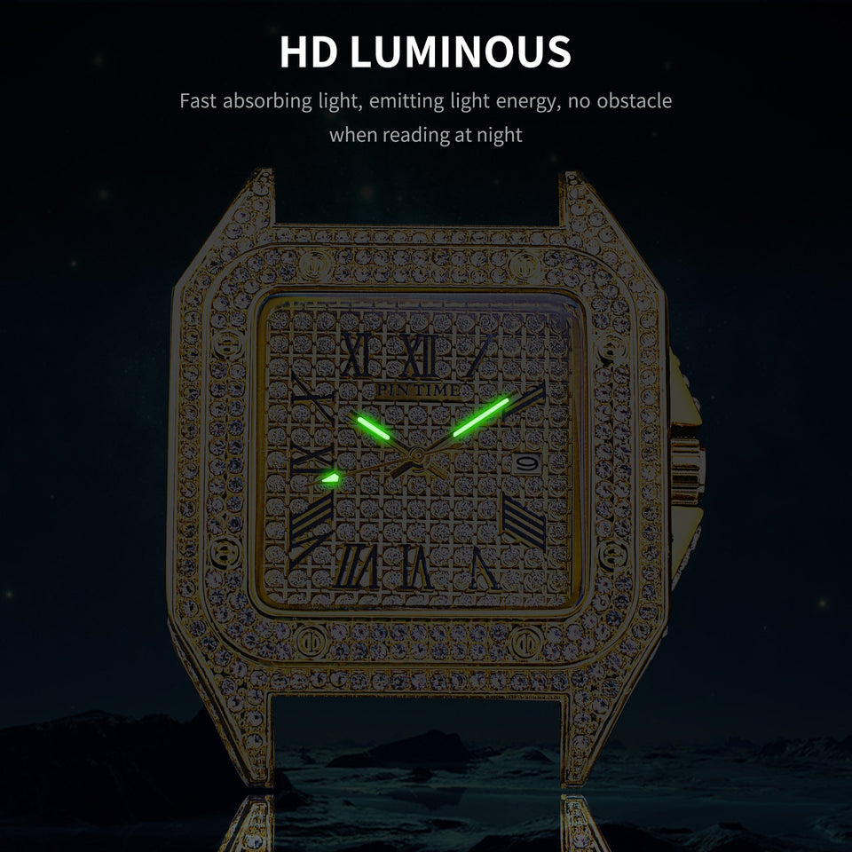 Men's Waterproof Luminous Push Button Hidden Clasp Quartz Wristwatch ...