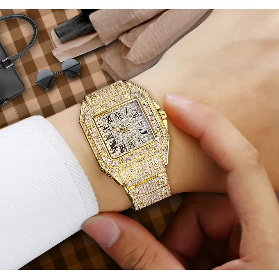 Men's Waterproof Luminous Push Button Hidden Clasp Quartz Wristwatch ...