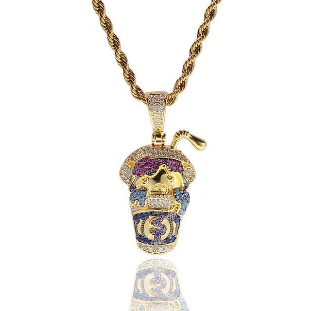 Multicolor Cartoon Character Pendant Cubic Zircon Hip Hop Men's Neckla ...
