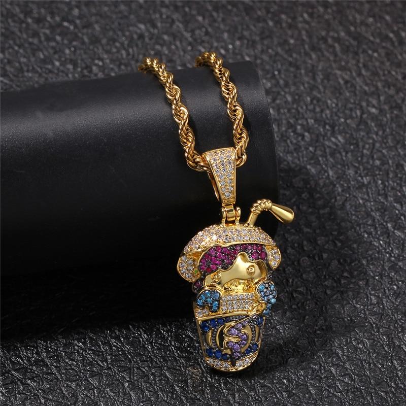 Multicolor Cartoon Character Pendant Cubic Zircon Hip Hop Men's Neckla ...
