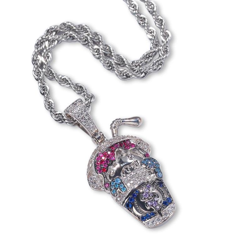 Multicolor Cartoon Character Pendant Cubic Zircon Hip Hop Men's Neckla ...