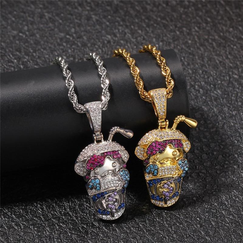 Multicolor Cartoon Character Pendant Cubic Zircon Hip Hop Men's Neckla ...
