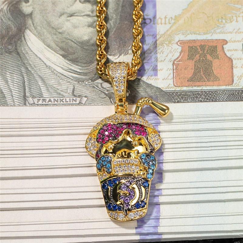 Multicolor Cartoon Character Pendant Cubic Zircon Hip Hop Men's Neckla ...