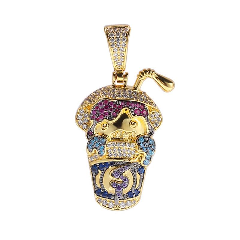 Multicolor Cartoon Character Pendant Cubic Zircon Hip Hop Men's Neckla ...