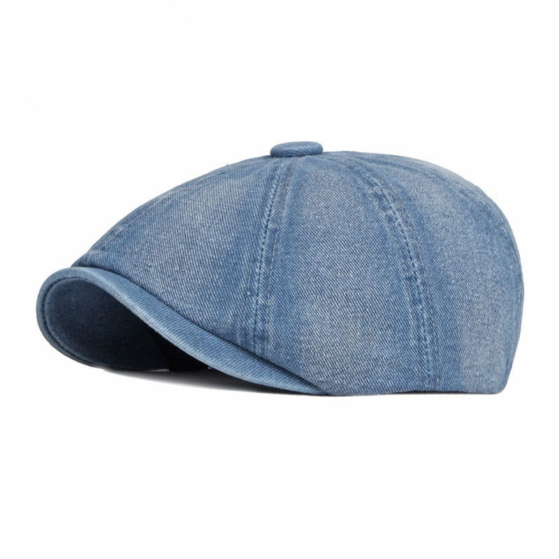 Unisex Eight-blade Denim Peaked Herringbone Flat Octagonal Hat ...