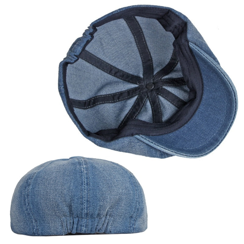 Unisex Eight-blade Denim Peaked Herringbone Flat Octagonal Hat ...