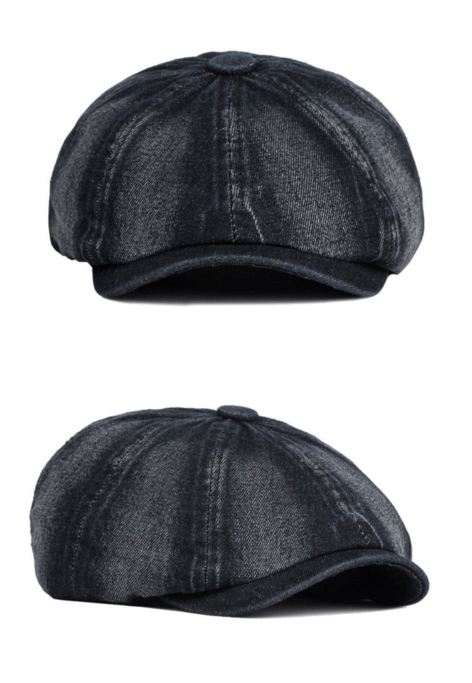 Unisex Eight-blade Denim Peaked Herringbone Flat Octagonal Hat ...