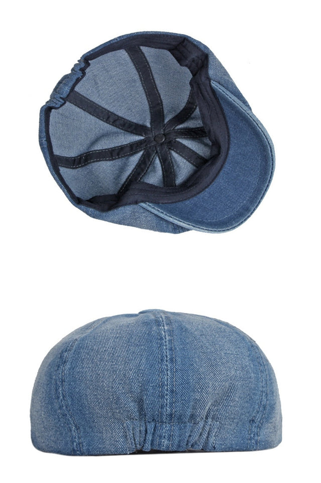 Unisex Eight-blade Denim Peaked Herringbone Flat Octagonal Hat ...