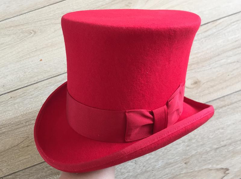 Red Mad Hatter Costume Wool Felt Steampunk Top Hat for Men Women ...