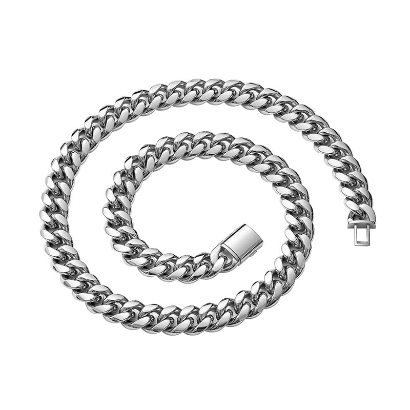 Men's Hip Hop Rapper Style Stainless Steel Round Cuban Miami Chain Nec ...