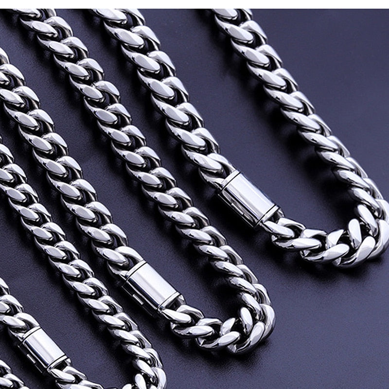 Men's Hip Hop Rapper Style Stainless Steel Round Cuban Miami Chain Nec ...