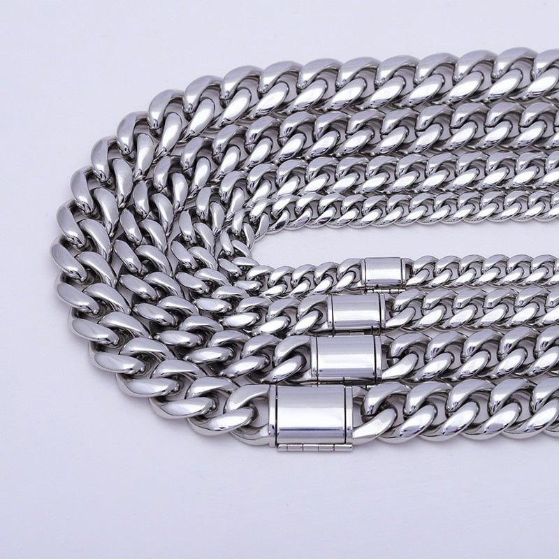 Men's Hip Hop Rapper Style Stainless Steel Round Cuban Miami Chain Nec ...